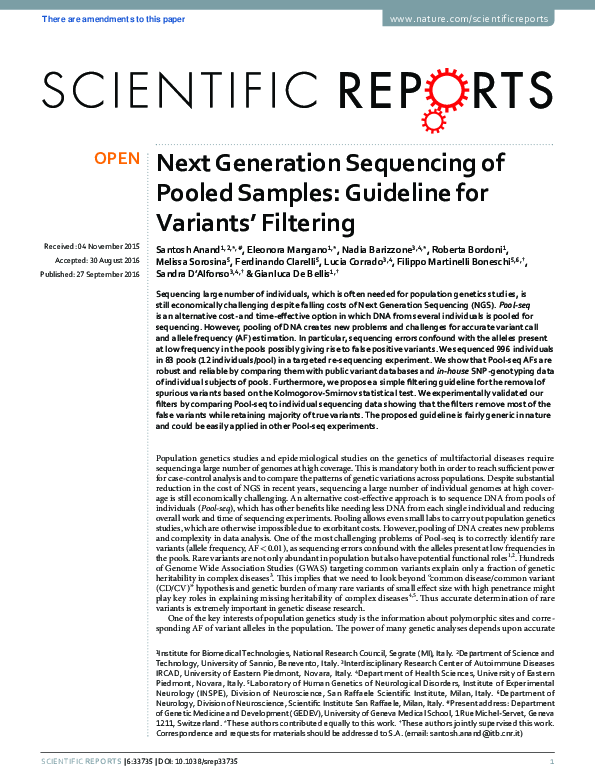 (PDF) Next Generation Sequencing of Pooled Samples: Guideline for ...