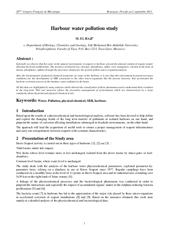 (PDF) Harbour water pollution study