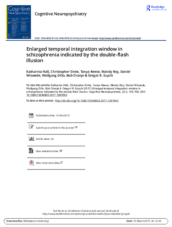(PDF) Enlarged temporal integration window in schizophrenia indicated ...