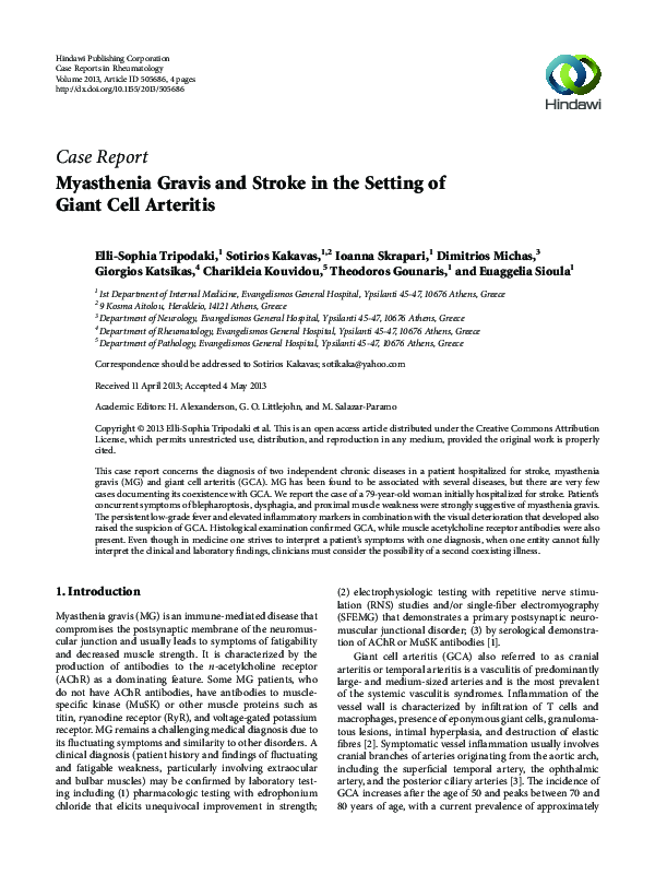 (PDF) Myasthenia Gravis and Stroke in the Setting of Giant Cell ...