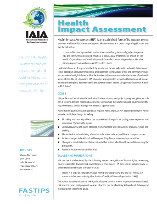 (PDF) Health impact assessment
