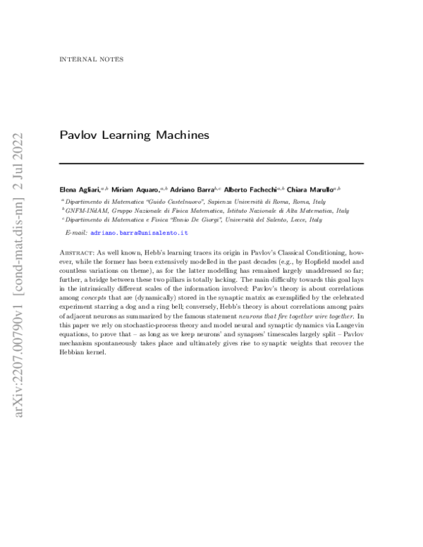 (PDF) Pavlov Learning Machines