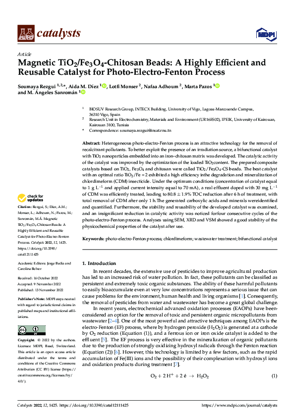 (PDF) Magnetic TiO2/Fe3O4-Chitosan Beads: A Highly Efficient and ...