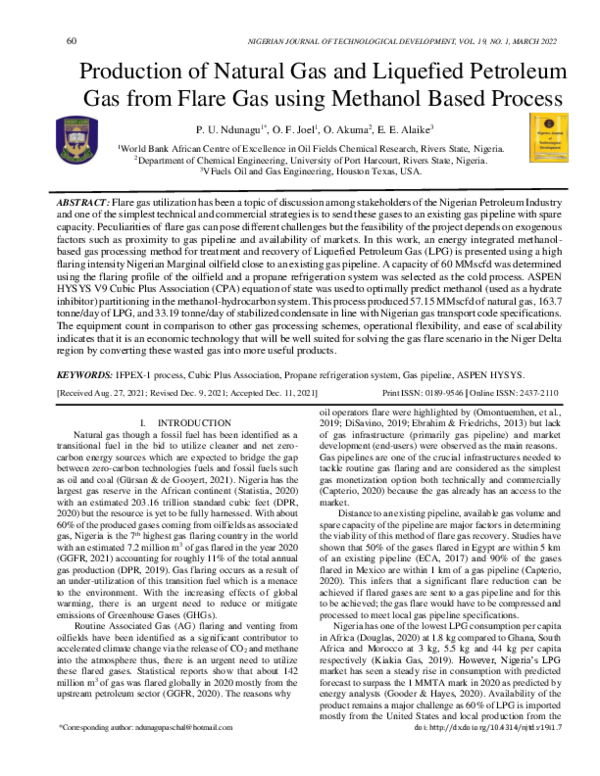 (PDF) Production of natural gas and liquefied petroleum gas from flare ...