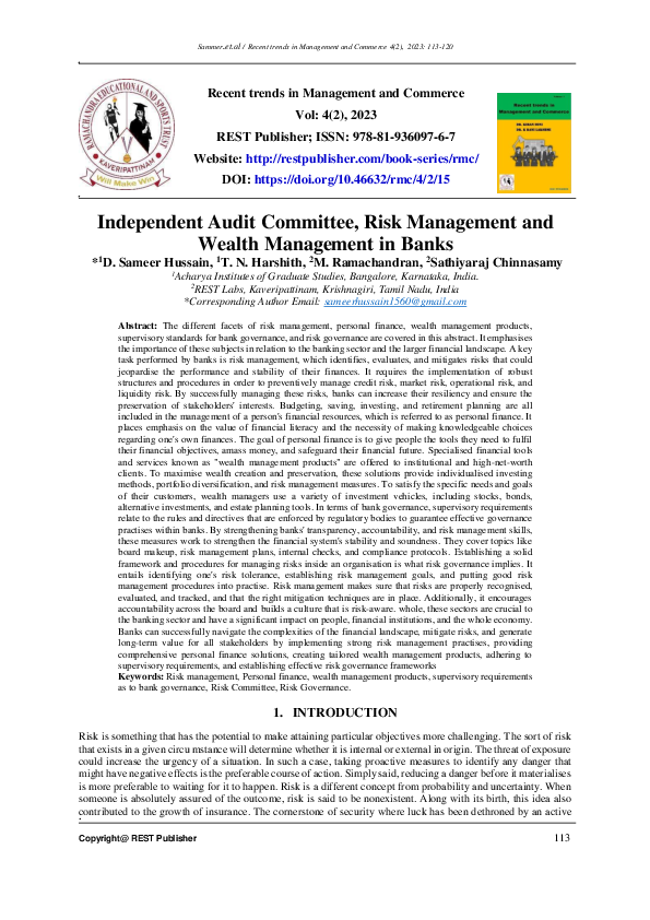 (PDF) Independent Audit Committee, Risk Management and Wealth ...