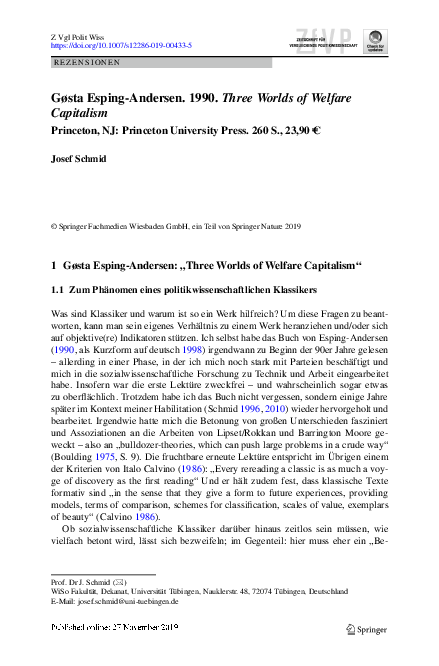 (PDF) Gøsta Esping-Andersen. 1990. Three Worlds of Welfare Capitalism