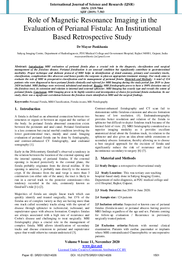 (PDF) Role of Magnetic Resonance Imaging in the Evaluation of Perianal ...
