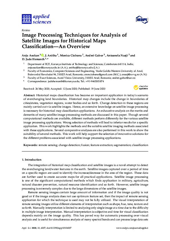 (PDF) Image Processing Techniques for Analysis of Satellite Images for ...