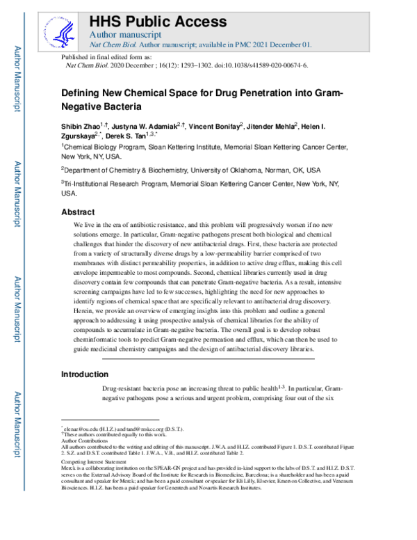 (PDF) Defining new chemical space for drug penetration into Gram ...