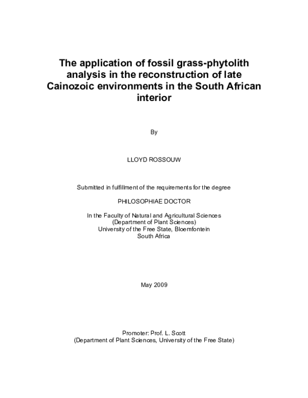 (PDF) The application of fossil grass-phytolith analysis in the ...