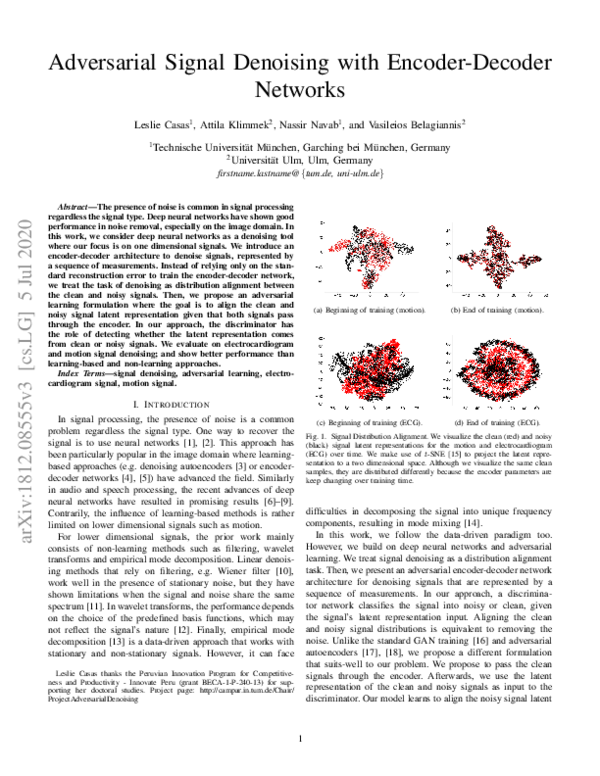 (PDF) Adversarial Signal Denoising with Encoder-Decoder Networks