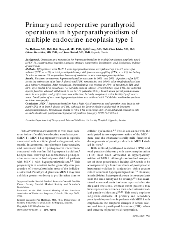 (PDF) Primary and reoperative parathyroid operations in ...