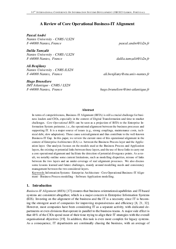 (PDF) A Review of Core Operational Business-IT Alignment