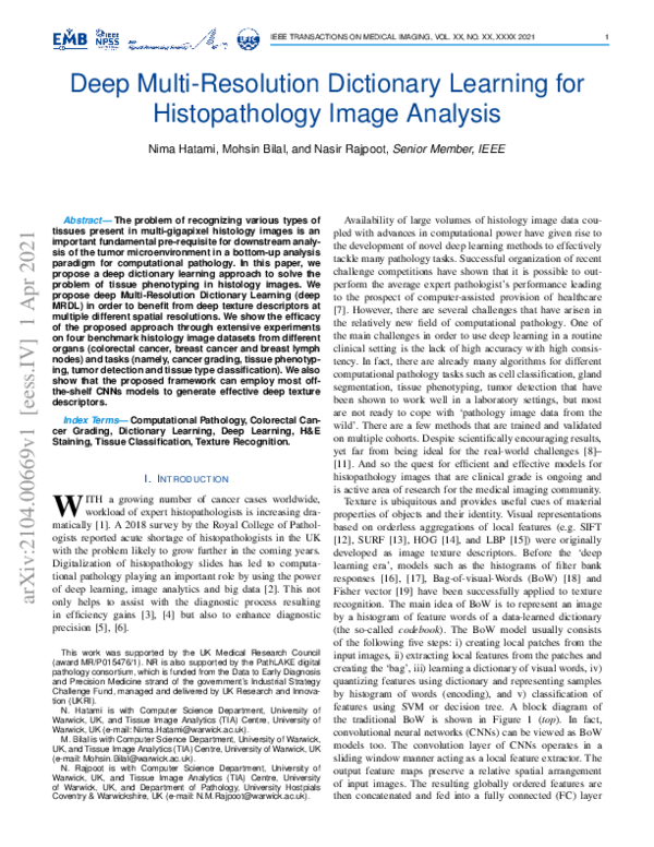 (PDF) Deep Multi-Resolution Dictionary Learning for Histopathology ...