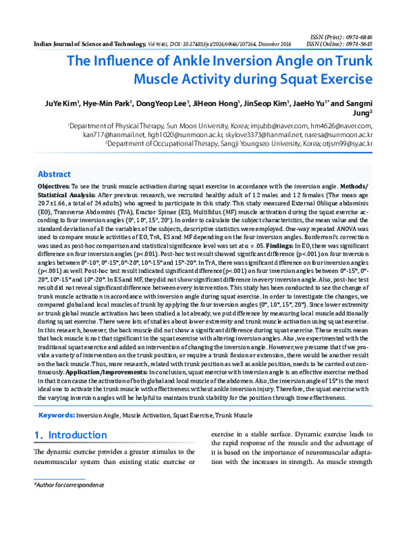 (PDF) The Influence of Ankle Inversion Angle on Trunk Muscle Activity ...