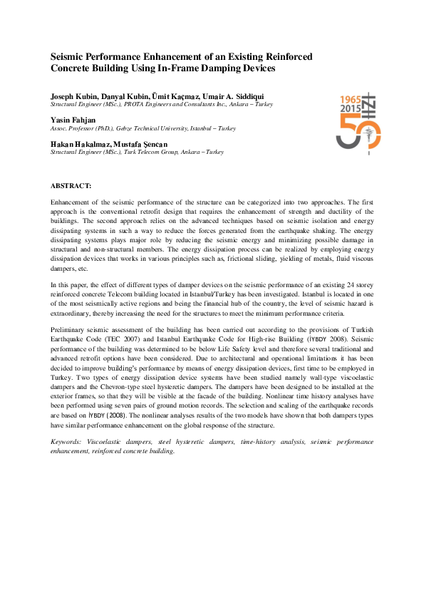 Pdf Seismic Performance Enhancement Of An Existing Reinforced Concrete Building Using In Frame