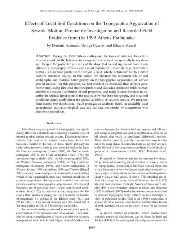 (PDF) Effects of Local Soil Conditions on the Topographic Aggravation ...