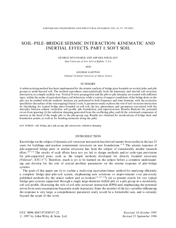 (PDF) Soil–Pile–Bridge Seismic Interaction: Kinematic and Inertial ...
