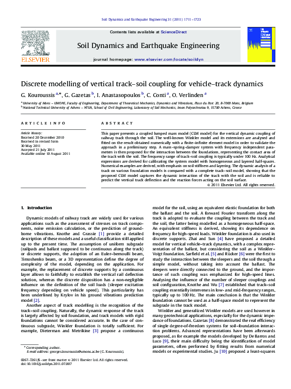 (PDF) Discrete modelling of vertical track–soil coupling for vehicle–track dynamics | George ...