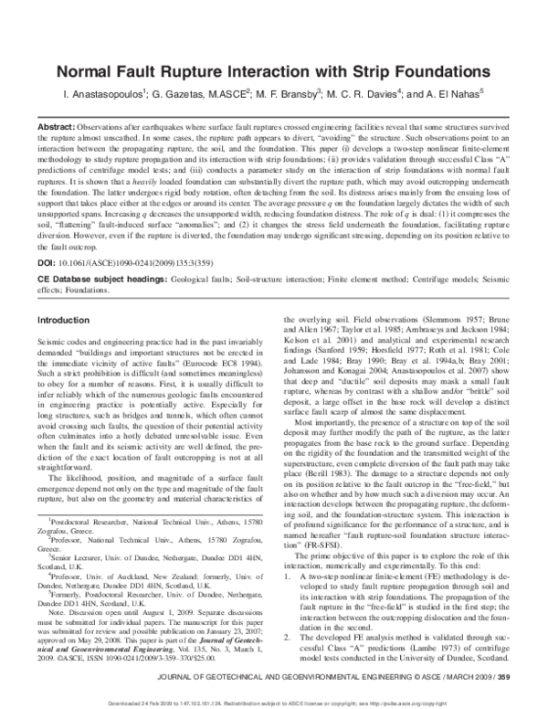 (PDF) Normal Fault Rupture Interaction with Strip Foundations