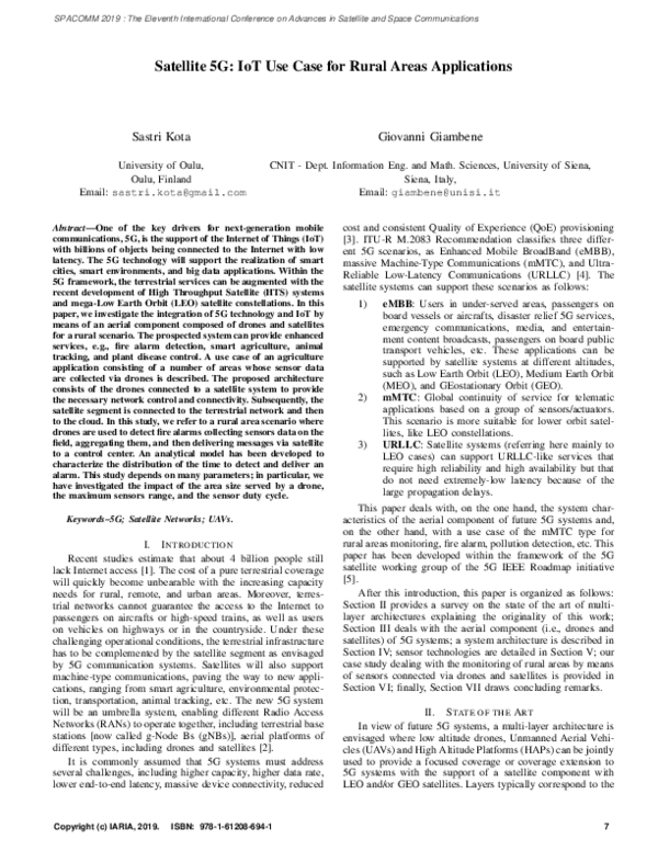 (PDF) Satellite 5G: IoT Use Case for Rural Areas Applications