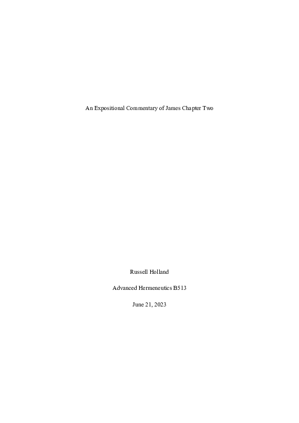 (DOC) An Expositional Commentary of James Chapter Two