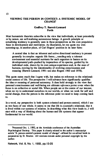 (PDF) Viewing the person in context: A systemic model of change