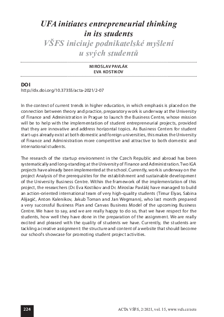 (PDF) UFA initiates entrepreneurial thinking in its students