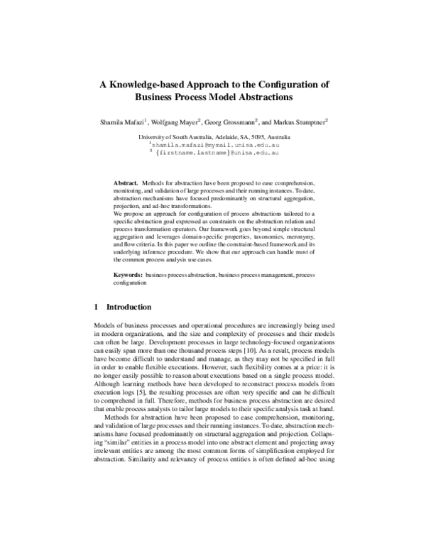 (PDF) A knowledge-based approach to the configuration of business process model abstractions