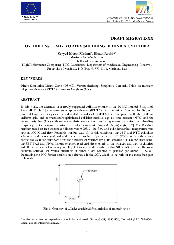 (PDF) On the unsteady vortex shedding behind a cylinder