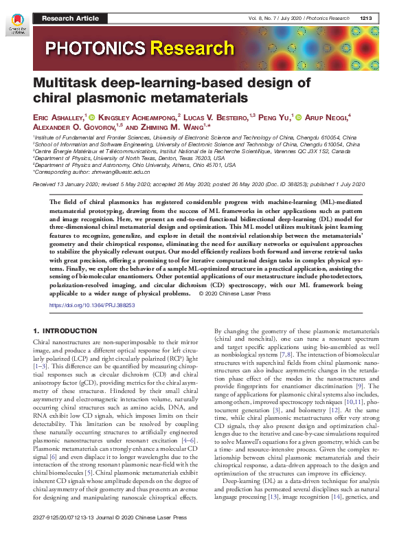 (PDF) Multitask deep-learning-based design of chiral plasmonic metamaterials