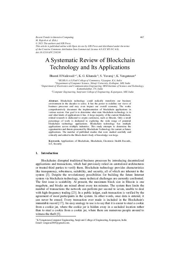 (PDF) A Systematic Review of Blockchain Technology and Its Applications