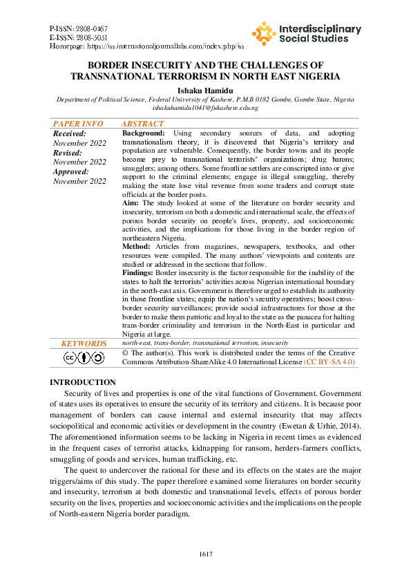 (PDF) Border Insecurity and the Challenges of Transnational Terrorism ...