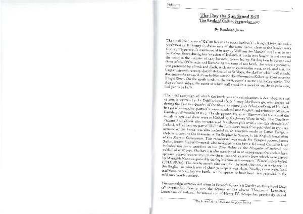 (PDF) The Day the Sun stood still. The Battle of Callan, September 1407.