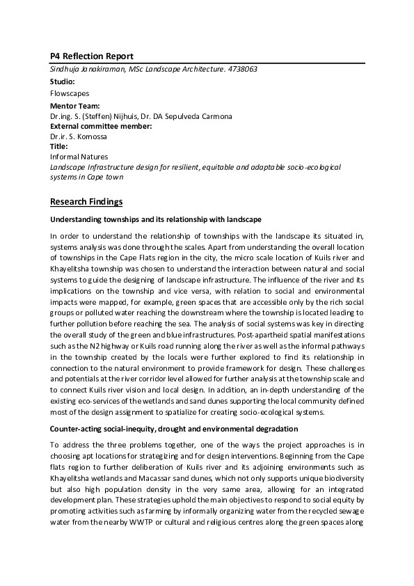 (PDF) P 4 Reflection Report | Sindhuja Janakiraman - Academia.edu