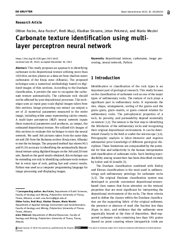 (PDF) Carbonate texture identification using multi-layer perceptron neural network