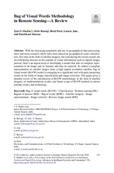 (PDF) Bag of Visual Words Methodology in Remote Sensing—A Review | Kriti ka Rastogi - Academia.edu