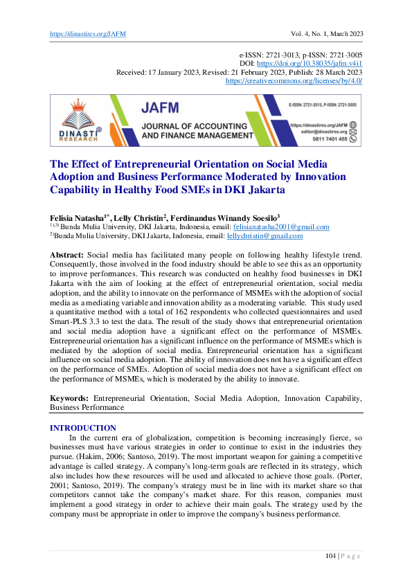(PDF) The Effect of Entrepreneurial Orientation on Social Media Adoption and Business ...