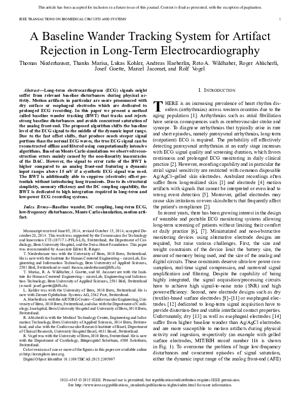 (PDF) A Baseline Wander Tracking System for Artifact Rejection in Long ...