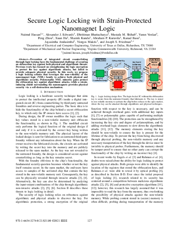 (PDF) Secure Logic Locking with Strain-Protected Nanomagnet Logic