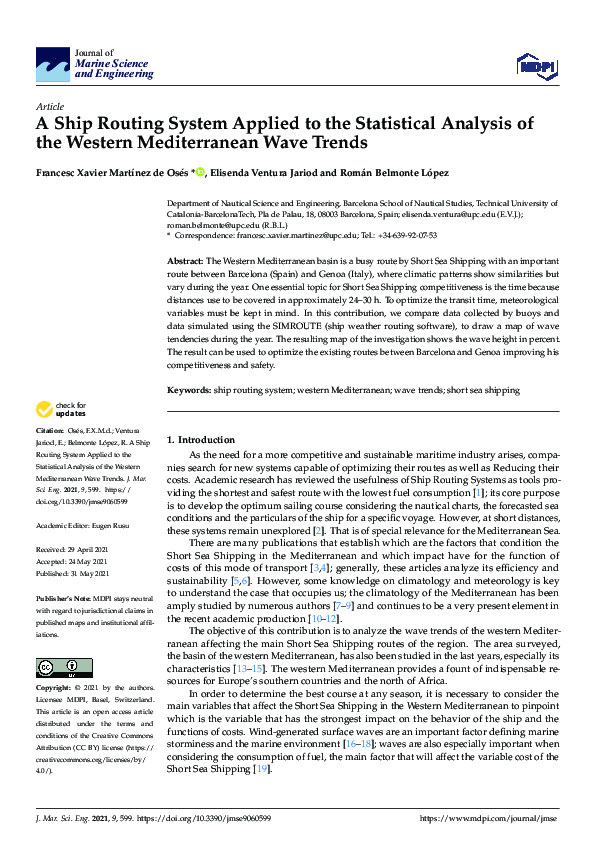 (PDF) A Ship Routing System Applied to the Statistical Analysis of the ...