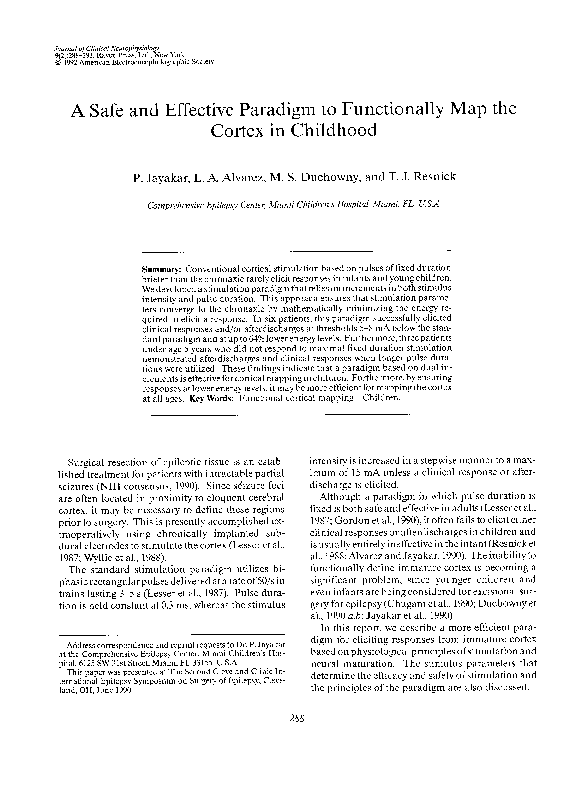 (PDF) A Safe and Effective Paradigm to Functionally Map the Cortex in ...
