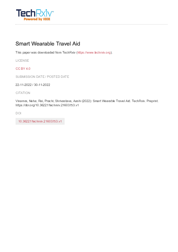 (PDF) Smart Wearable Travel Aid
