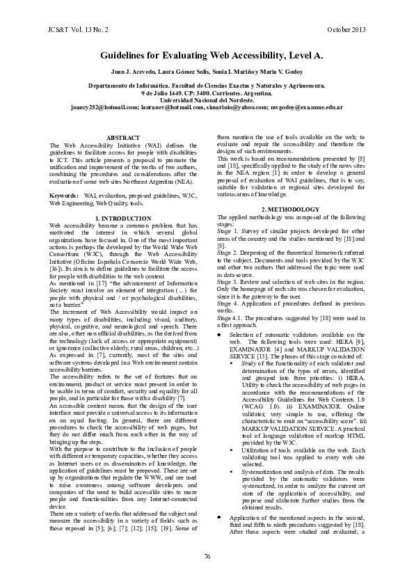 (PDF) Guidelines for evaluating web accessibility, level A