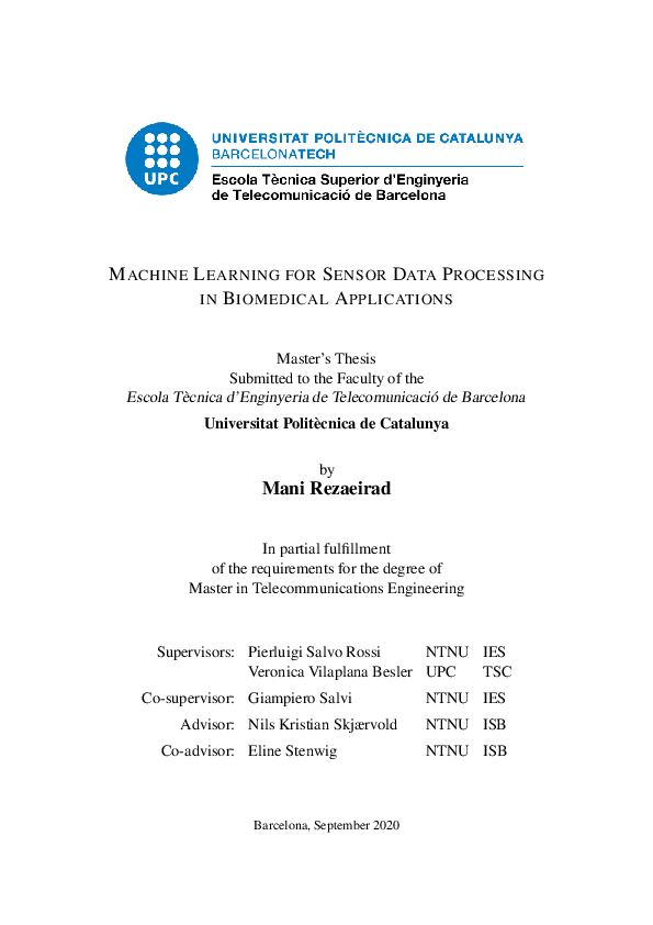(PDF) Machine Learning for Sensor Data Processing in Biomedical Applications