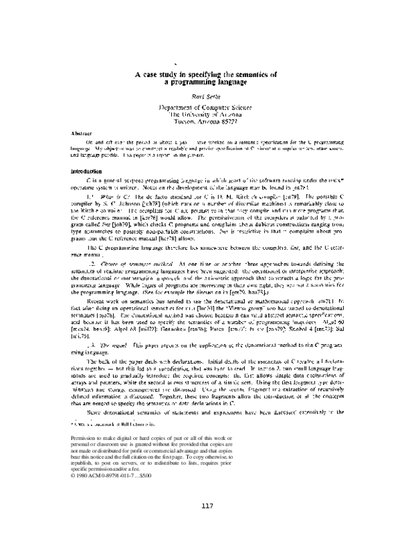 (PDF) A case study in specifying the semantics of a programming language