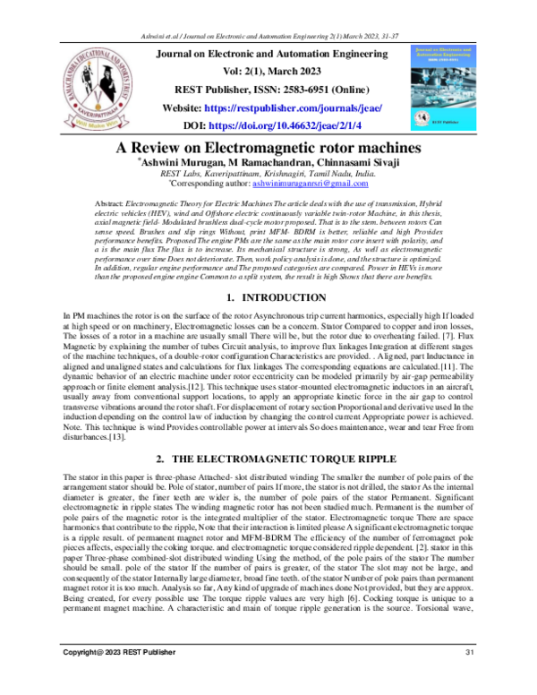 (PDF) A Review on Electromagnetic rotor machines