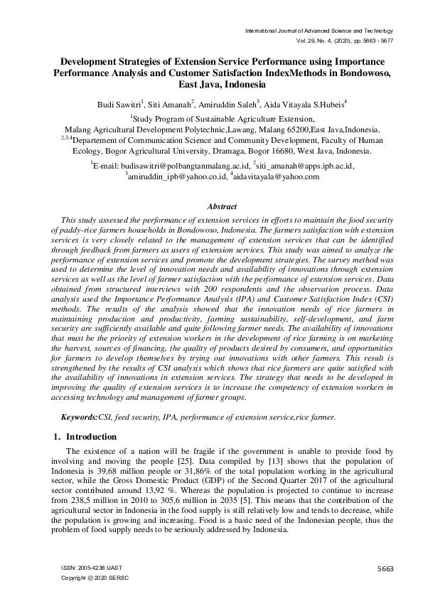 (PDF) Development Strategies of Extension Service Performance using Importance Performance ...