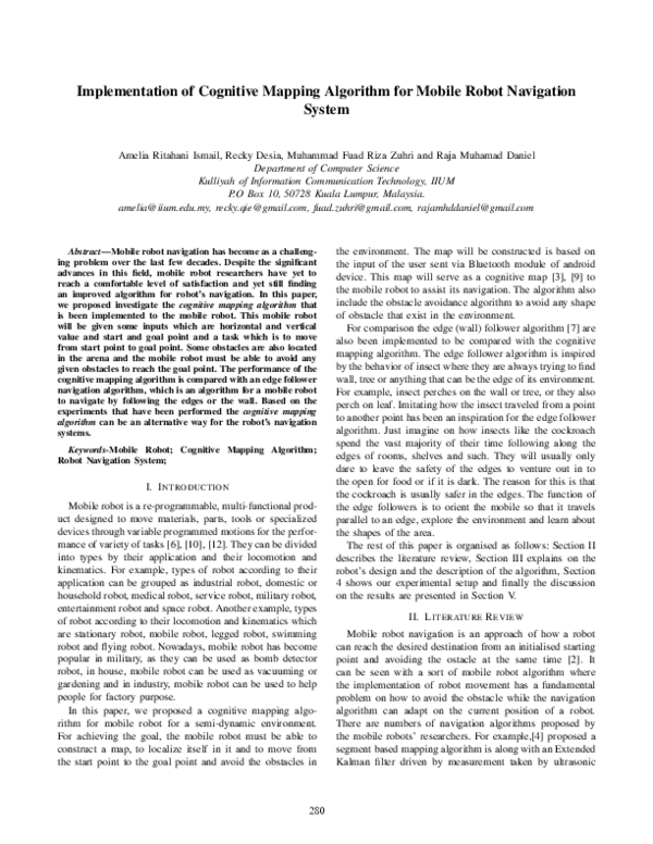 (PDF) Implementation of cognitive mapping algorithm for mobile robot navigation system