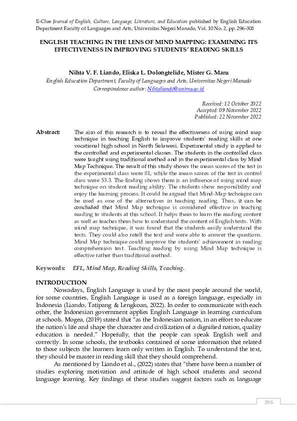(PDF) English Teaching in the Lens of Mind Mapping: Examining Its Effectiveness in Improving ...